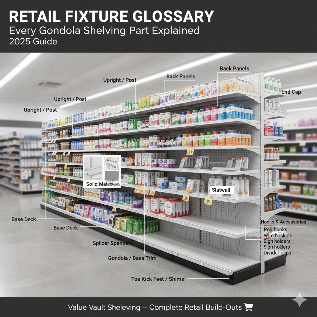 Retail Fixture Glossary – Every Gondola Shelving Part Explained – Value ...